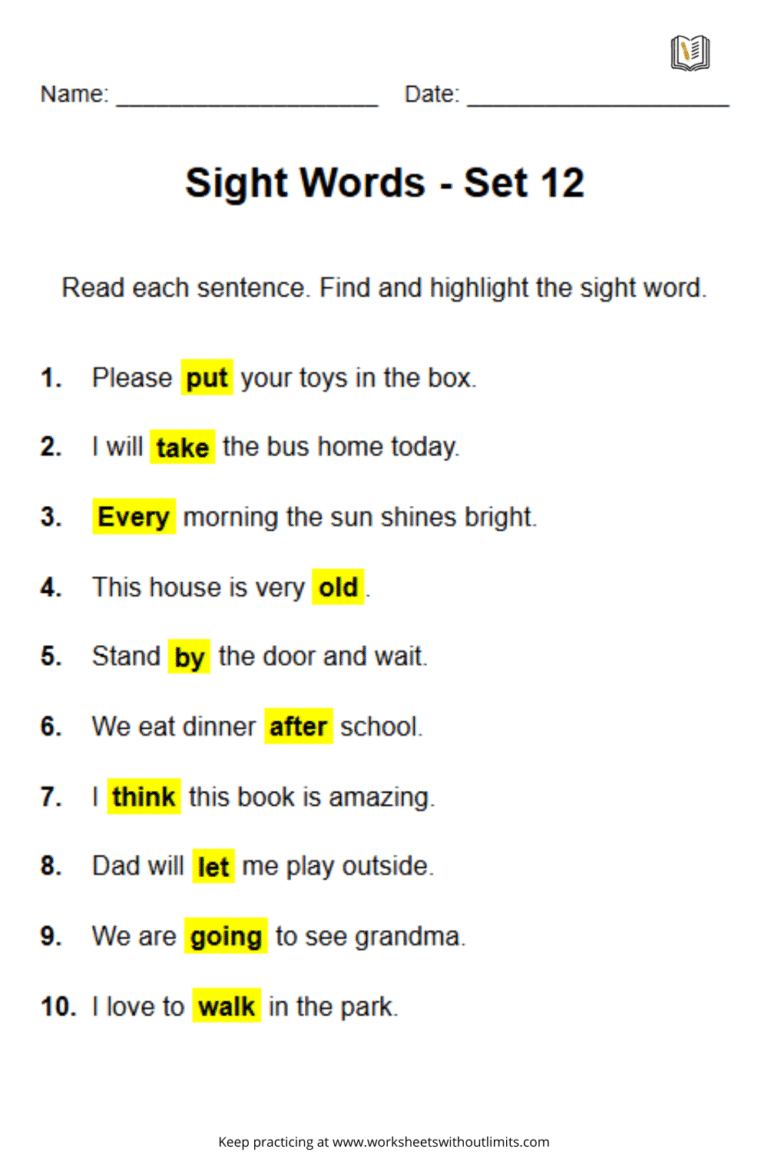 1st Grade Reading Sentences – Free Worksheets