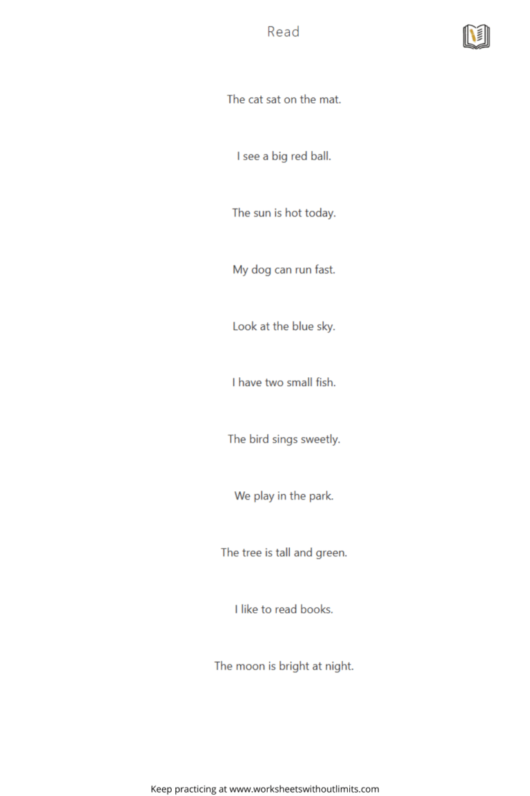 1st Grade Reading Sentences – Free Worksheets