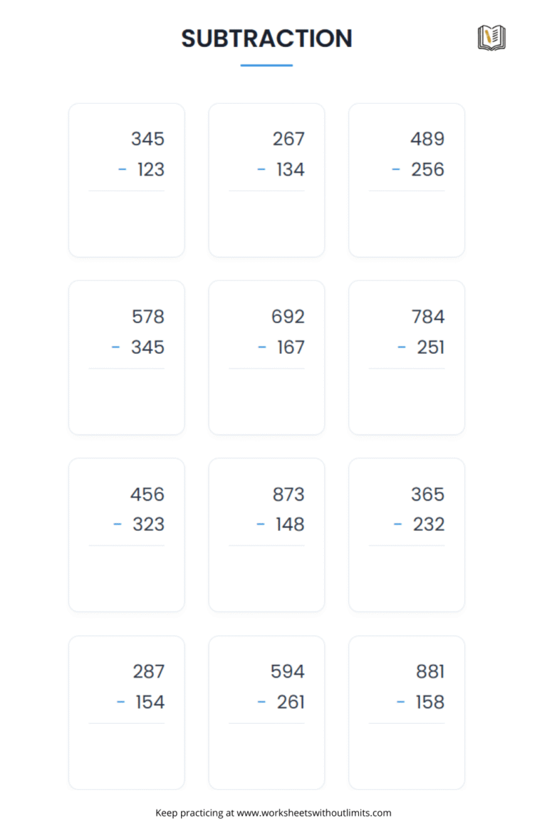 3rd Grade Subtraction Worksheets with Regrouping