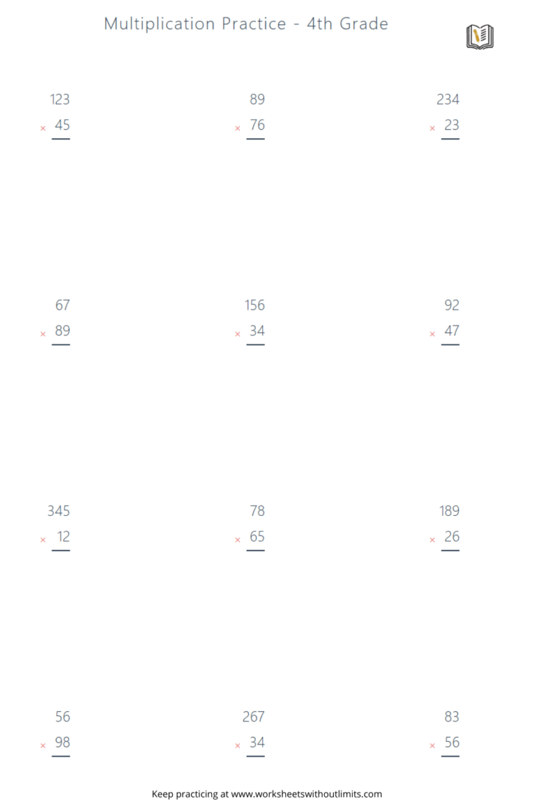 4th Grade Multiplication Worksheets – Free Practice