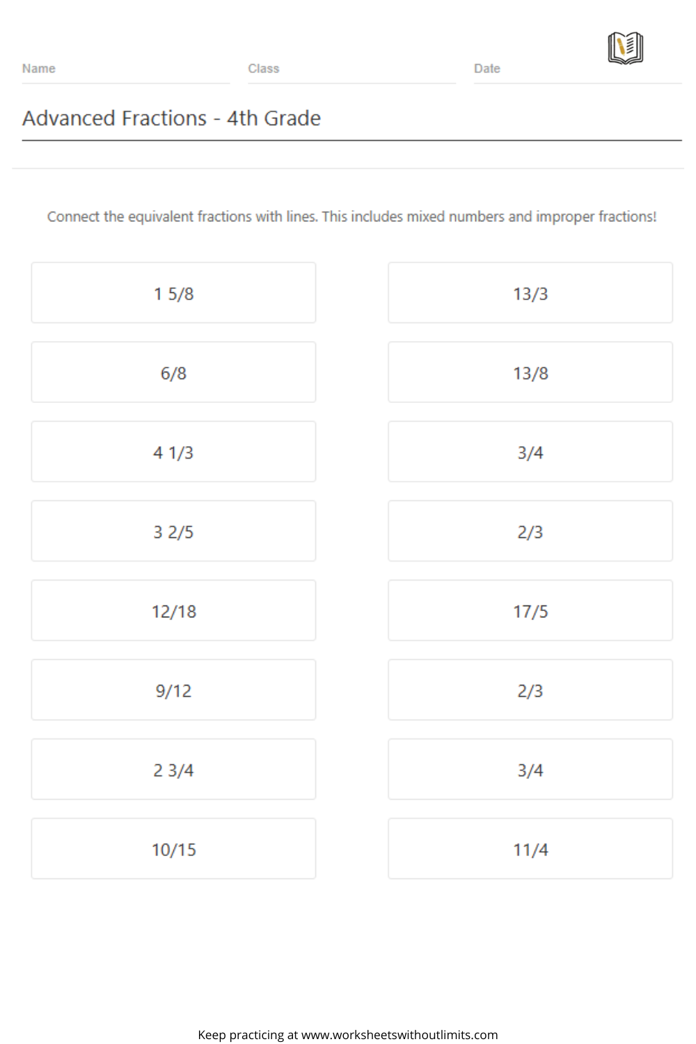4th Grade Fractions Worksheets – Free Practice PDF