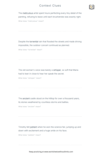 Context Clues Worksheets for 5th Grade