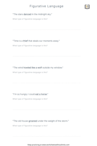 Figurative Language Worksheets for 5th Grade