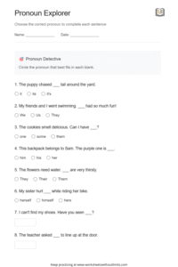 Pronouns Worksheets for Grade 3 and Up