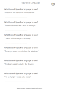 Figurative Language Worksheets for 5th Grade