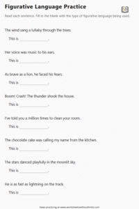 Figurative Language Worksheets for 5th Grade