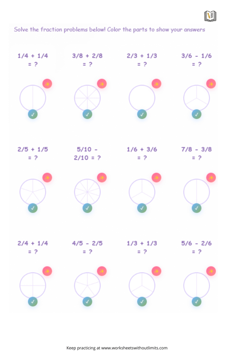 4th Grade Fractions Worksheets – Free Practice PDF