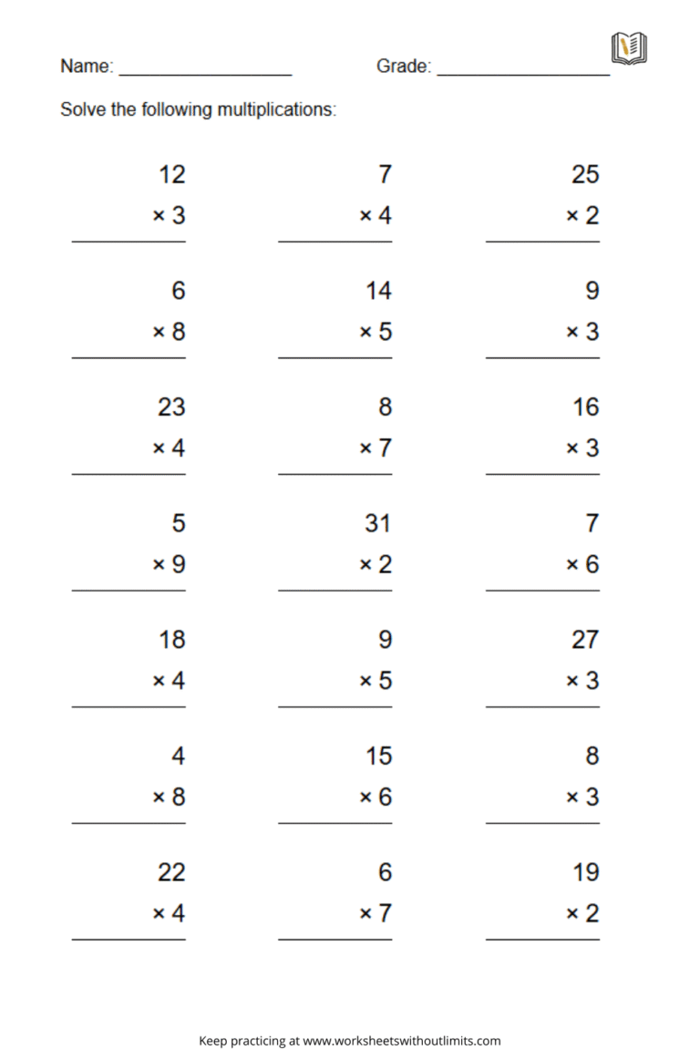 3rd Grade Multiplication Worksheets – Free & Unlimited