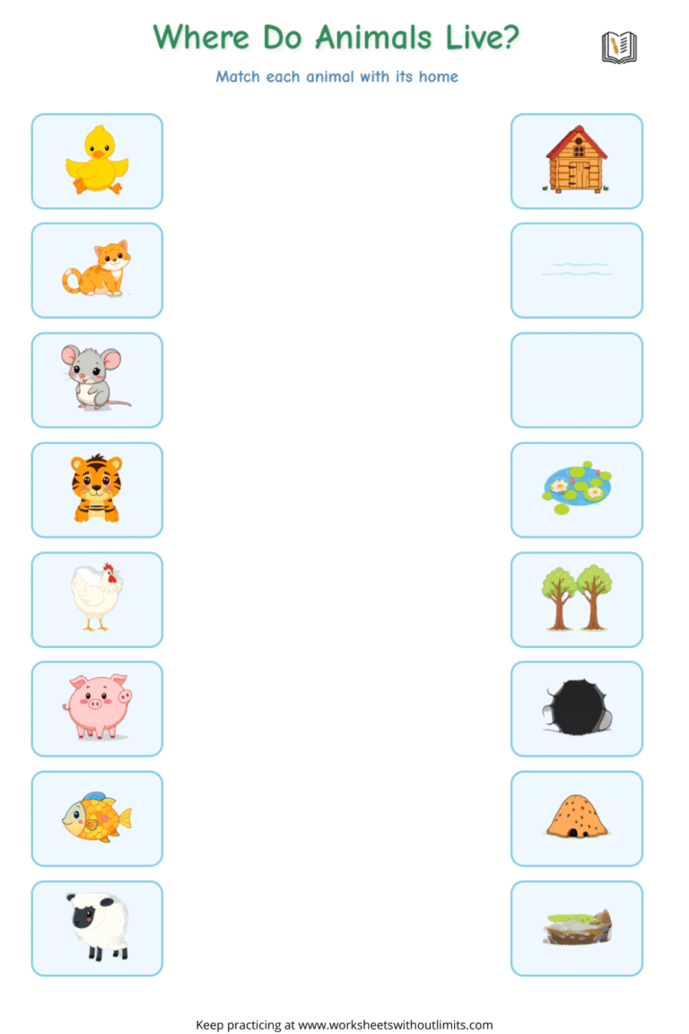 Animal Habitats Worksheets – Free Printable PDFs