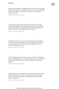 2nd Grade Main Idea Worksheets Printable