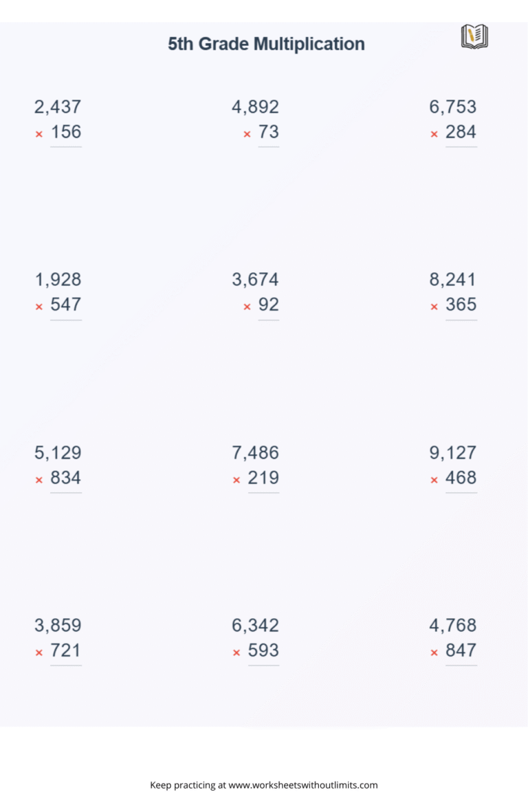 5th Grade Multiplication Worksheets – Free & Printable