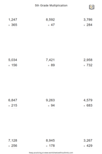 5th Grade Multiplication Worksheets – Free & Printable