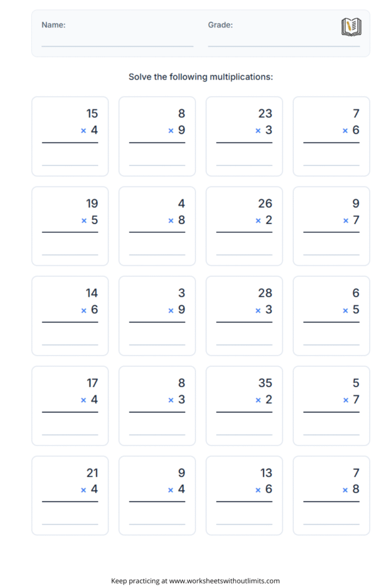 3rd Grade Multiplication Worksheets – Free & Unlimited