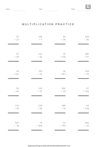 4th Grade Multiplication Worksheets – Free Practice