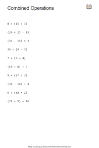 Order of Operations 5th Grade Worksheets