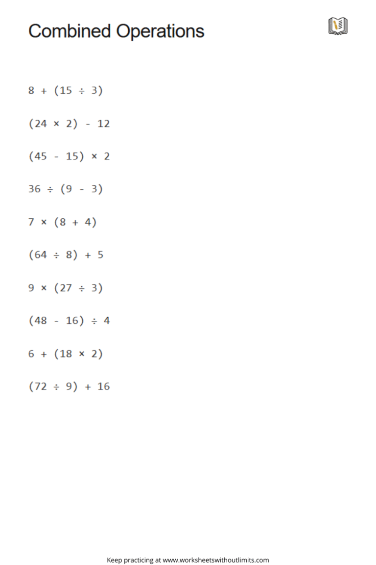Order of Operations 5th Grade Worksheets