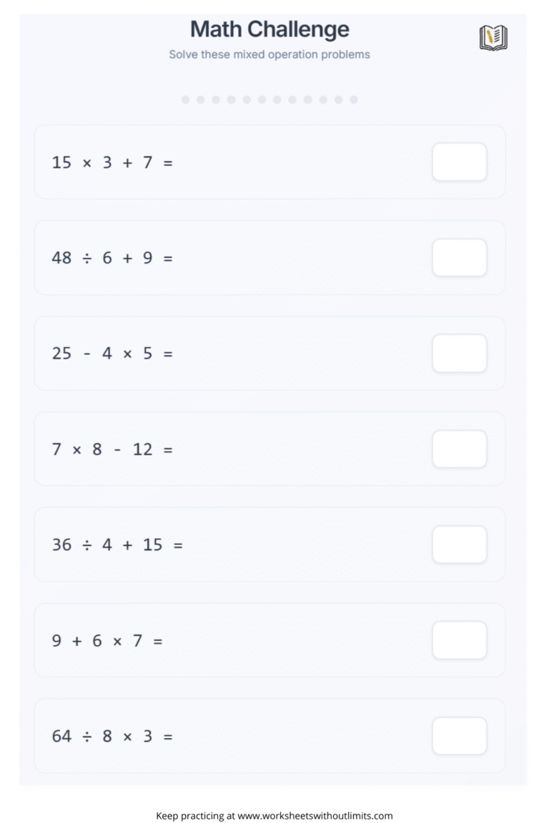Order of Operations 5th Grade Worksheets
