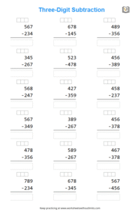 3rd Grade Subtraction Worksheets with Regrouping