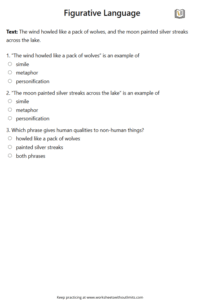 Figurative Language Worksheets for 5th Grade